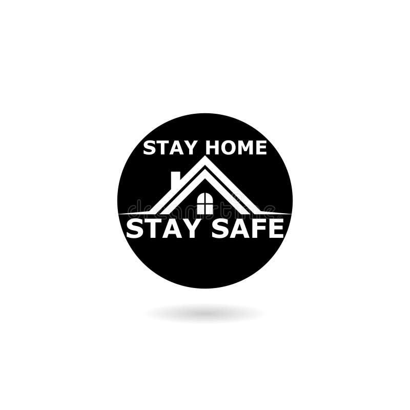 Stay Home icon with shadow stock vector. Illustration of label - 212386205