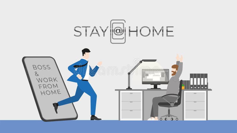 The Shocked Man Have Work from Home. Using Computer while Boss Get ...