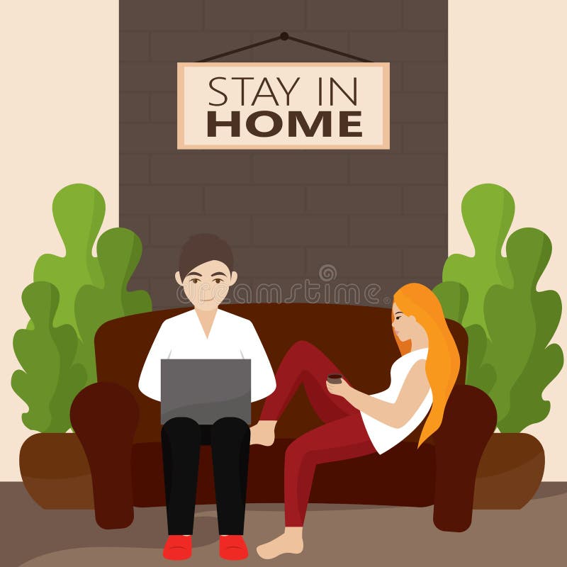 Stay in home poster stock vector. Illustration of protection - 182899312