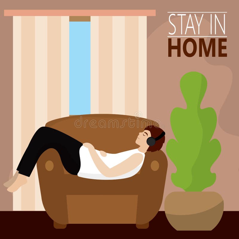 Stay in home poster stock vector. Illustration of people - 182899658