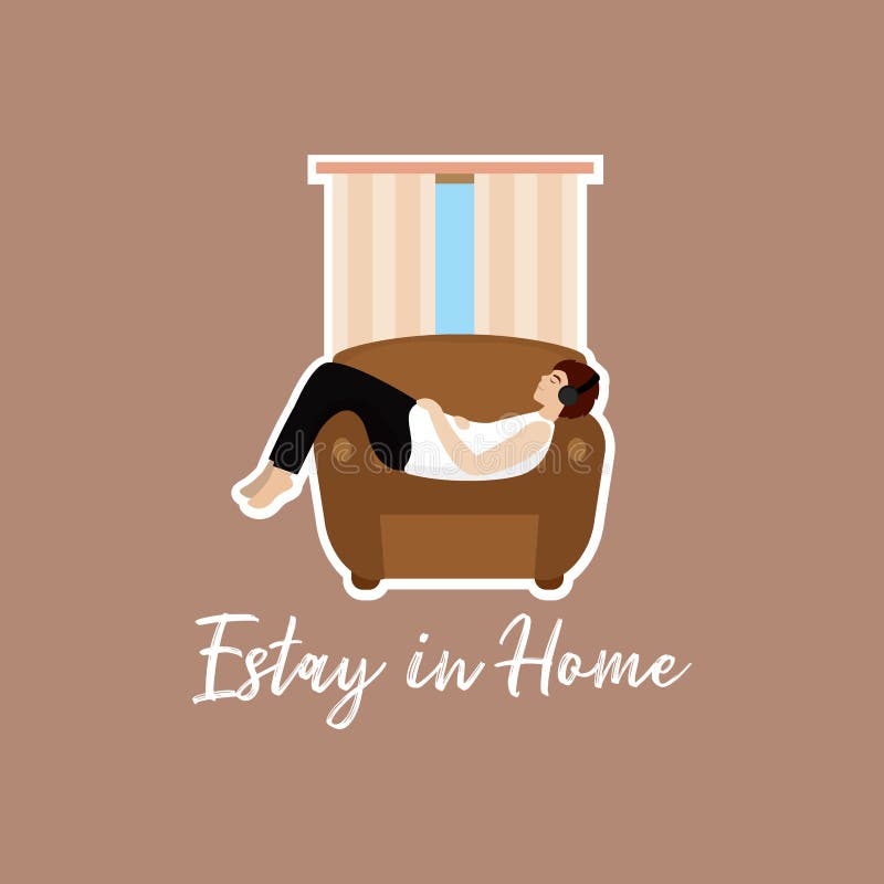 Stay in home poster stock vector. Illustration of people - 182899708