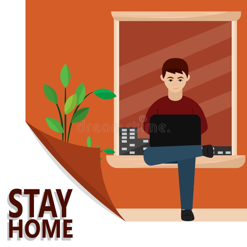 Stay in home poster stock vector. Illustration of isolated - 182899611