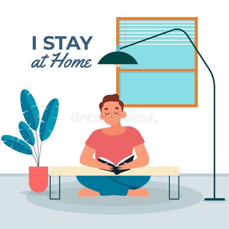 Stay at home poster stock vector. Illustration of people - 184533706