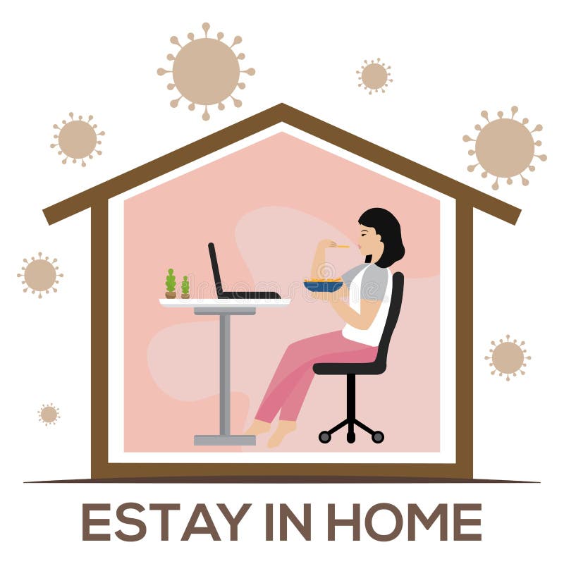 Stay in home poster stock vector. Illustration of family - 182899642