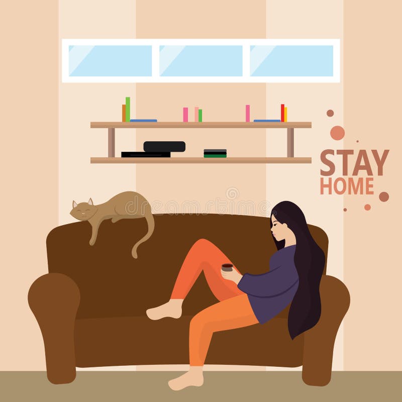 Stay in home poster stock vector. Illustration of family - 182899268