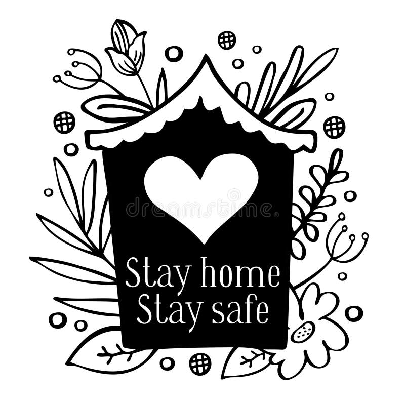 Stay Home, Stay Safe. Illustration with Hand Drawn Stylized Building ...