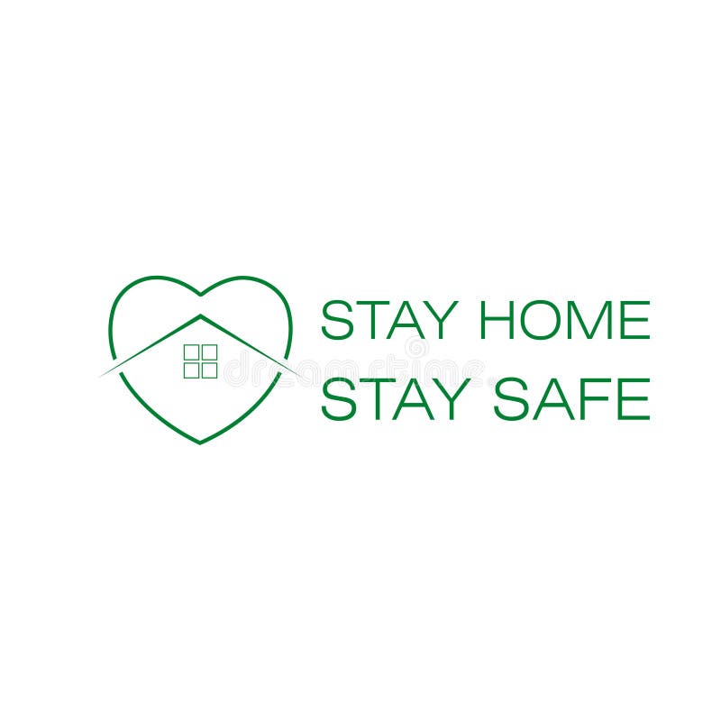 Stay Home Stay Safe Icon, Heart and Home Logo Isolated on White ...
