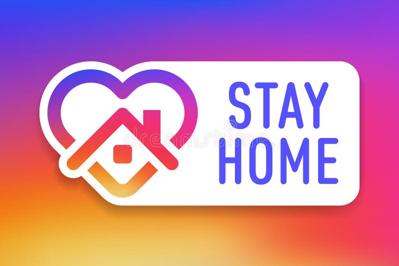 Stay Home Social Media Sticker Stock Vector - Illustration of effect ...