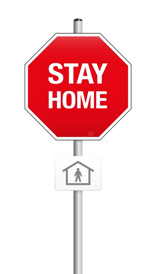 Stay Home Stop Sign House Quarantine Symbol Stock Vector - Illustration ...