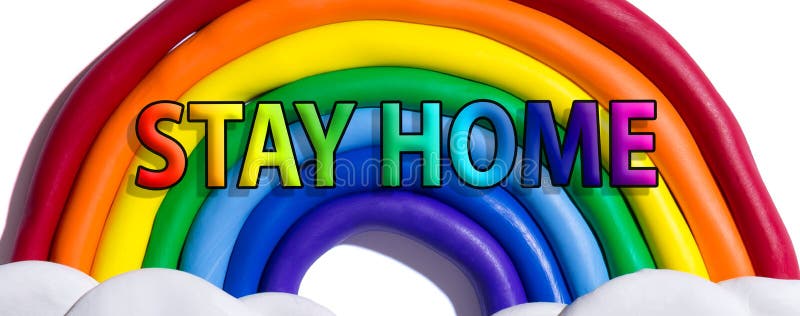 Stay Home Theme with a Clay Rainbow Stock Photo - Image of epidemic ...