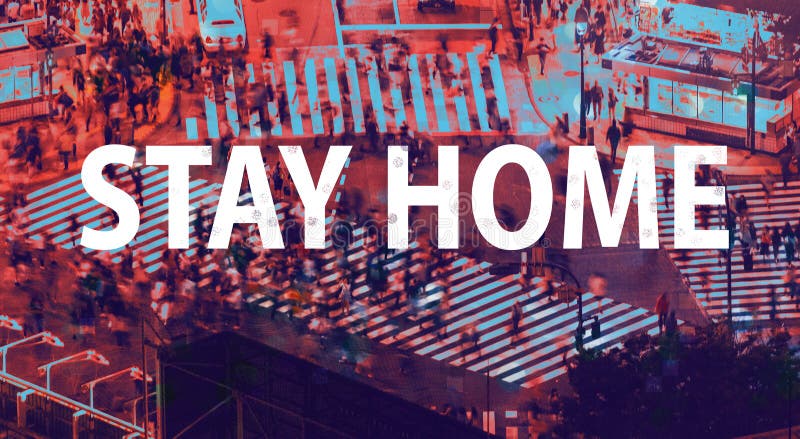 Stay at Home Theme with People Crossing an Intersection Stock Image ...