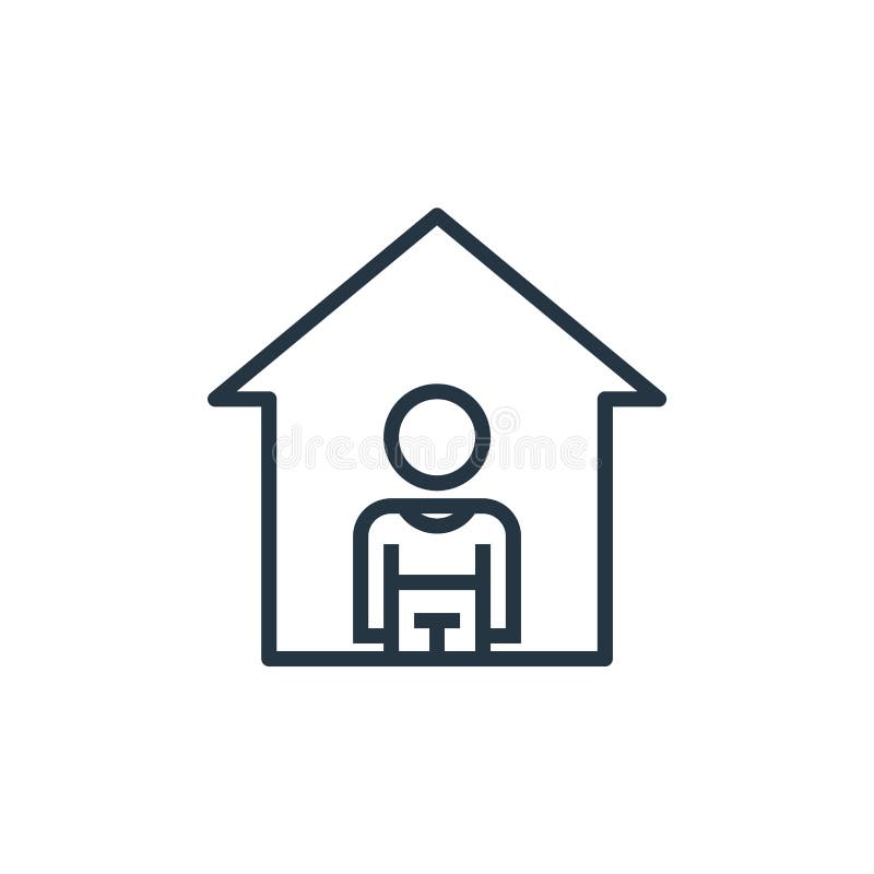 Stay at Home Vector Icon Isolated on White Background. Outline, Thin ...
