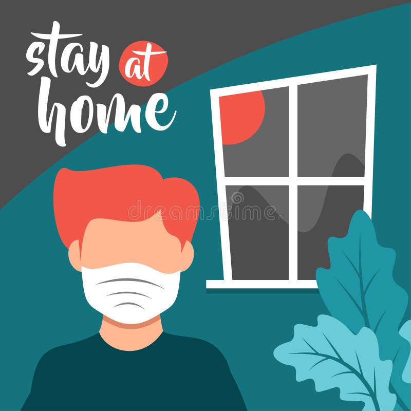 Stay home vector stock vector. Illustration of communication - 181335530