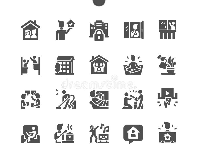 Stay at Home Well-crafted Pixel Perfect Vector Solid Icons Stock Vector ...