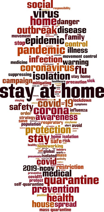 Stay at home word cloud stock illustration. Illustration of fear ...