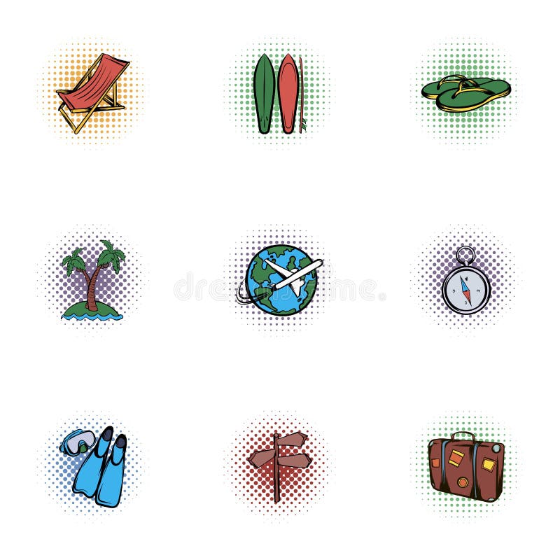 Stay Icons Set, Pop-art Style Stock Vector - Illustration of paradise ...
