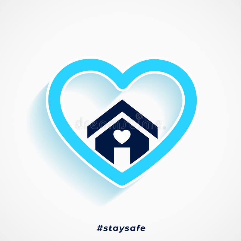 Stay Safe Blue Heart and House Poster Design Stock Vector ...