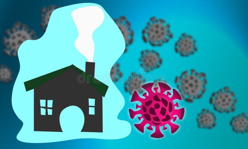 Stay Safe,stay Inside Home.Prevention from Virus Stock Illustration ...