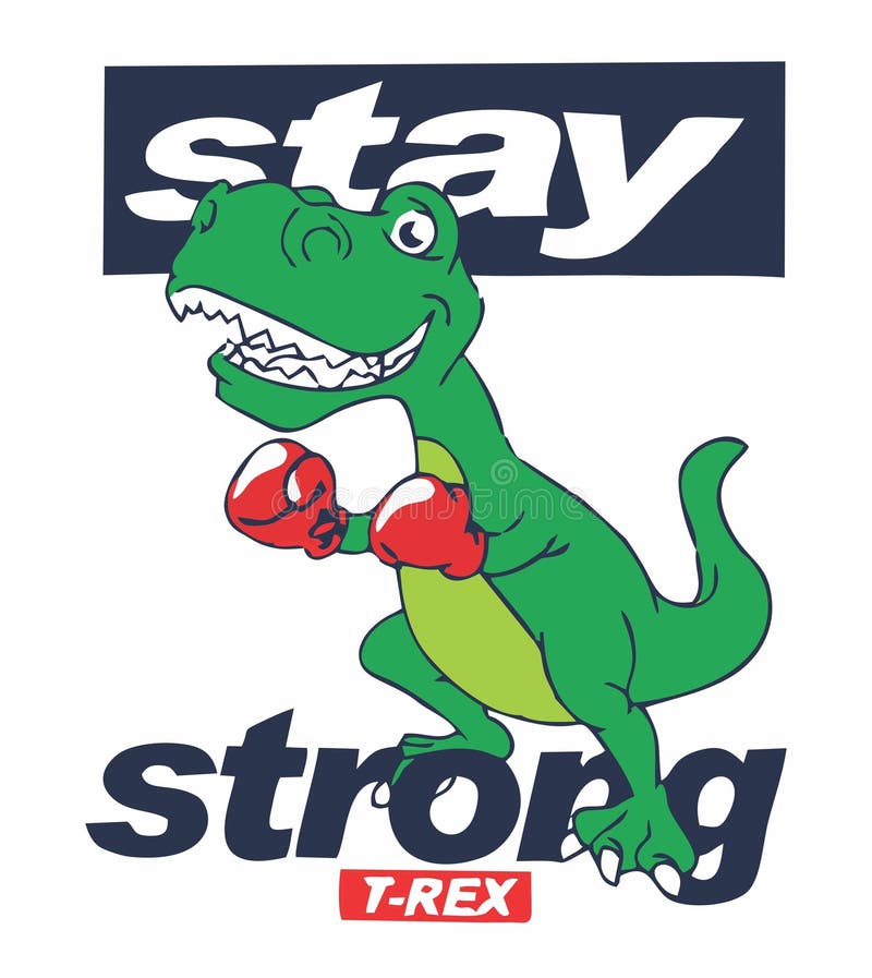 Strong Dinosaur Using Red Boxing Gloves Stock Vector - Illustration of ...