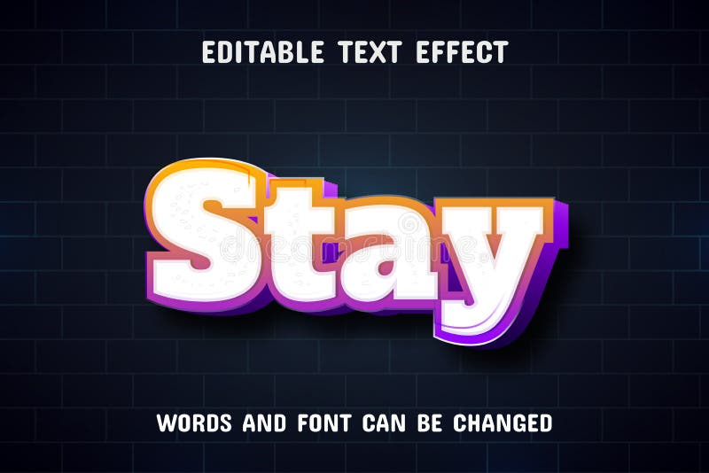 Stay Text - Editable Text Effect Stock Vector - Illustration of sign ...