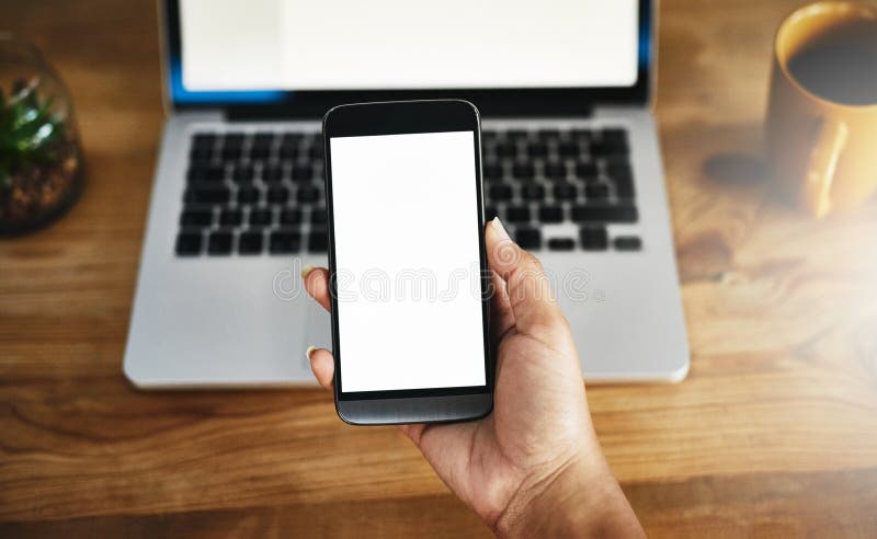 Stay in Touch. High Angle Shot of an Unrecognizable Businesswoman Using ...
