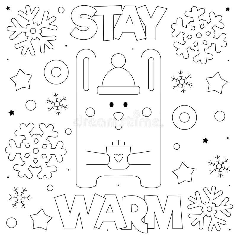 Stay Warm. Coloring Page. Black and White Vector Illustration. Stock ...