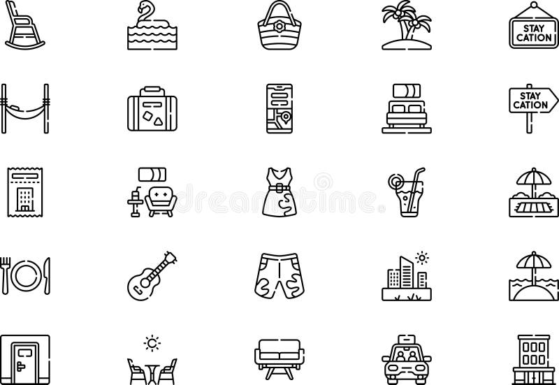 Staycation Icons Collection is a Vector Illustration with Editable ...