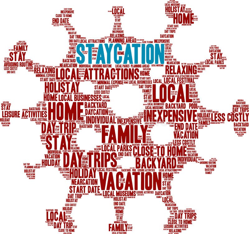 Staycation Word Cloud stock vector. Illustration of staycation - 206175466