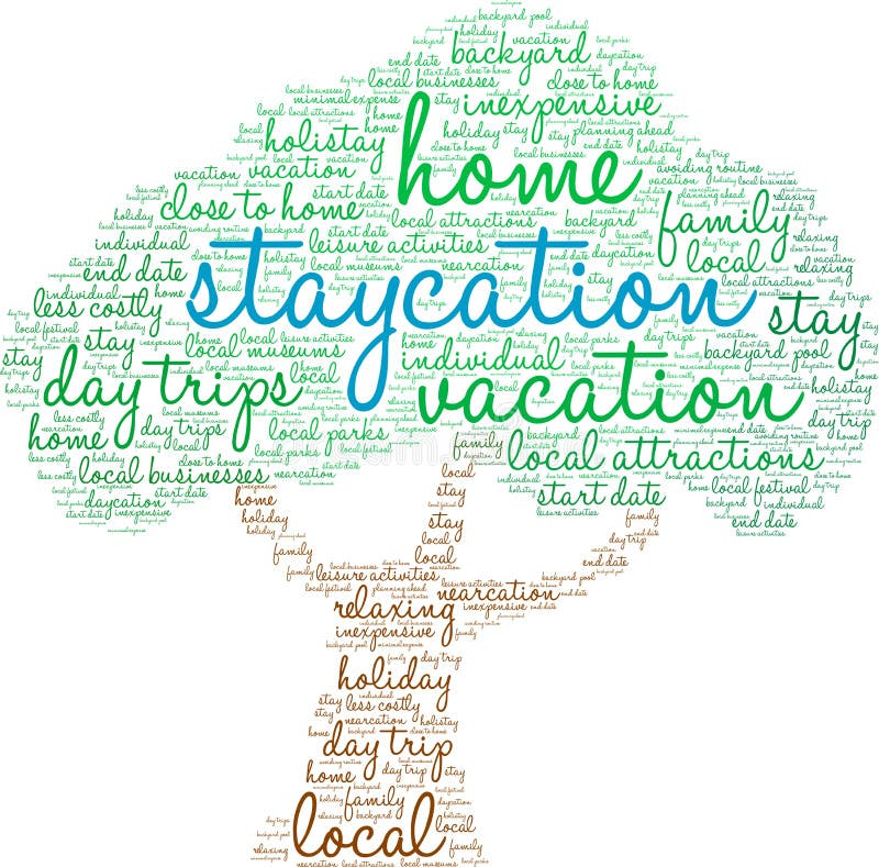 Staycation Word Cloud stock vector. Illustration of parks - 206175494