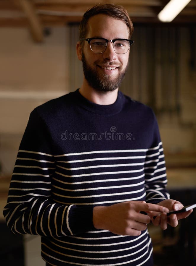 Staying Cool Online. a Hipster Using a Touchscreen Device. Stock Image ...