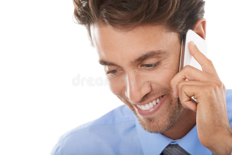 Staying in Touch with Clients. Studio Shot of a Young Businessman ...