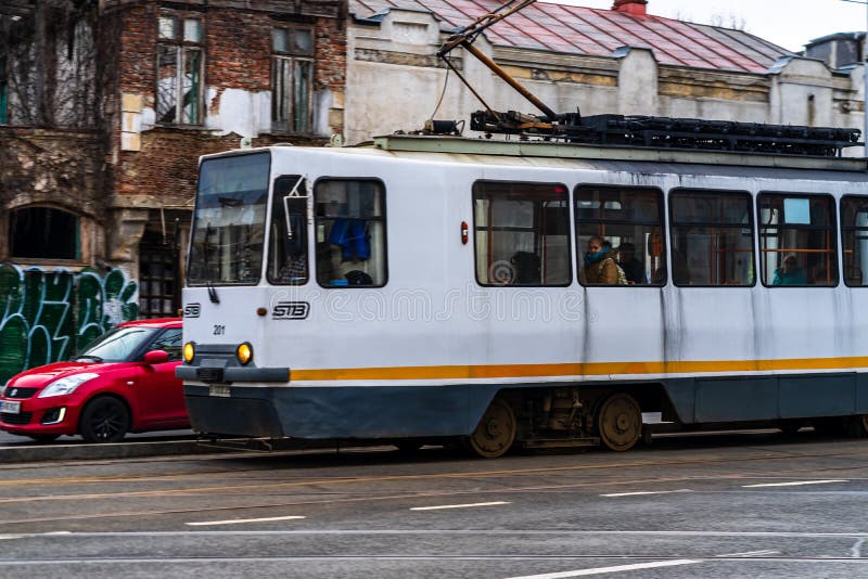 STB Tram or Tramvai in Bucharest, Romania, 2022 Editorial Photo - Image ...