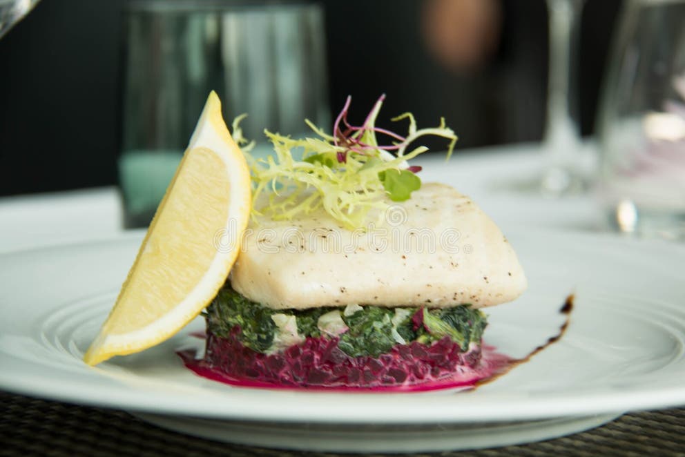 Steack Fish ,Fillet of Snow Fish with Vegetable Stock Photo - Image of ...