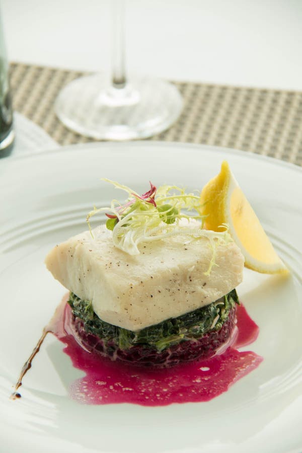 Steack Fish ,Fillet of Snow Fish with Vegetable Stock Photo - Image of ...