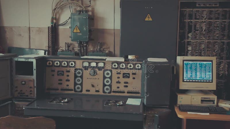 Old-fashioned Working Computers in the Science Center Stock Video ...