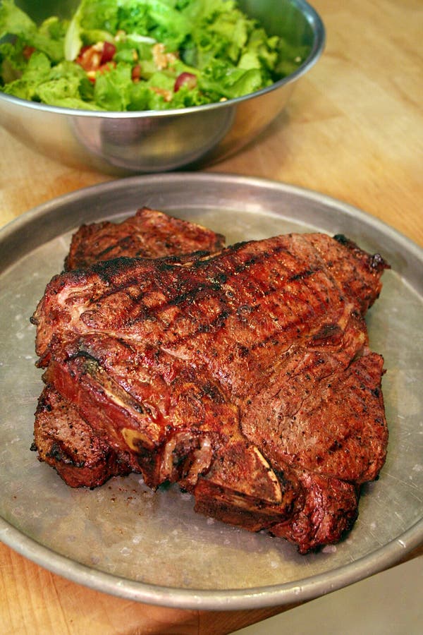 Big Steak stock image. Image of meat, meal, greens, bone - 6708571