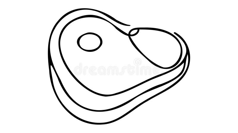Steak Continuous Line Drawing. One Line Art of Veal, Pork, Beef, Veal ...