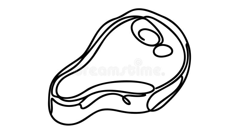 Steak Continuous Line Drawing. One Line Art of Veal, Pork, Beef, Veal ...
