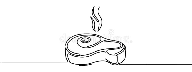 Steak Continuous Line Drawing. One Line Art of Veal, Pork, Beef, Veal ...