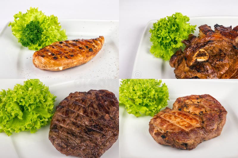 Steak of Different Meat Type Image Set Stock Image - Image of roast ...