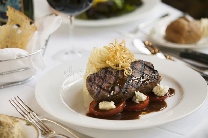 Steak Dinner on White Plate. Stock Image - Image of beef, luxury: 30993313