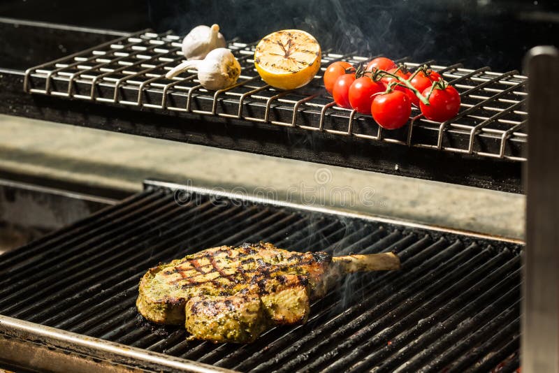 Flame Broiled Steak on a Grill Stock Image - Image of dinner, flame ...