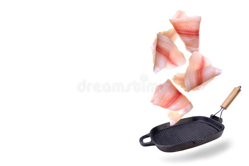 A Steak of Flying Fish Falls into the Pan. the Effect of Flying Motion ...