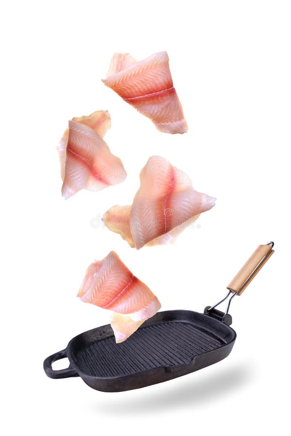 A Steak of Flying Fish Falls into the Pan. the Effect of Flying Motion ...