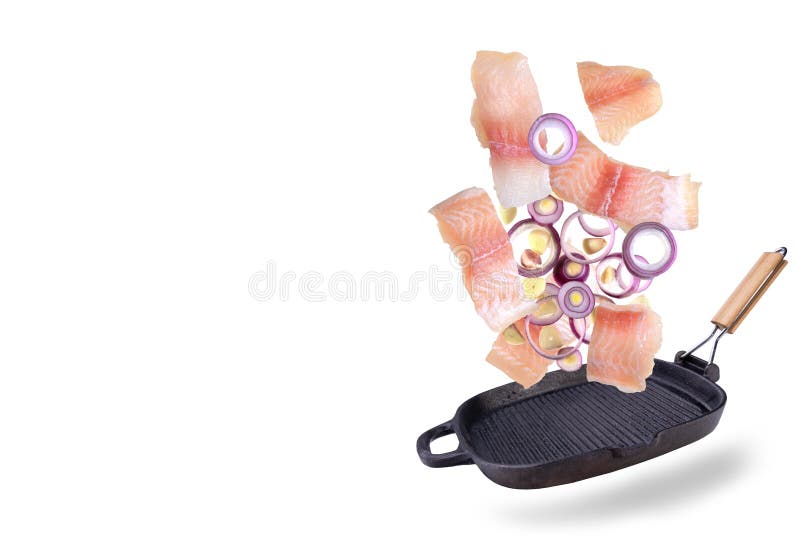 A Steak of Flying Fish Falls into the Pan. the Effect of Flying Motion ...