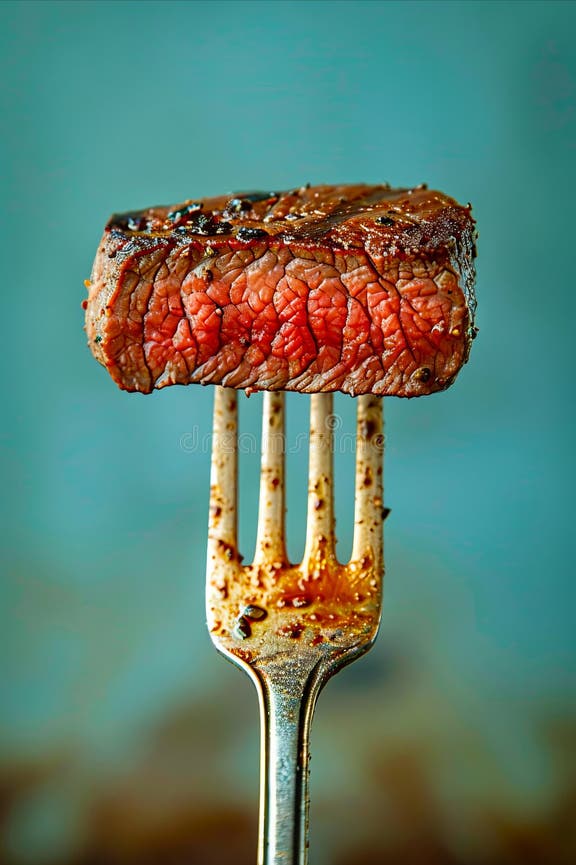 A steak on a fork stock image. Image of rust, fork, beef - 327437621