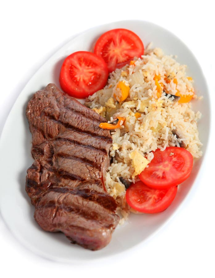 Steak and fried rice stock photo. Image of grilled, rice - 6003354
