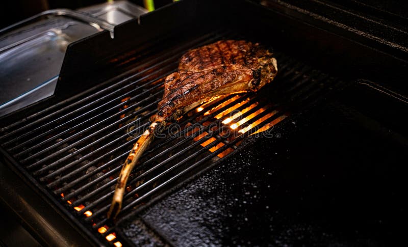 Steak Getting Cooked on a Grill in a Kitchen Stock Image - Image of ...