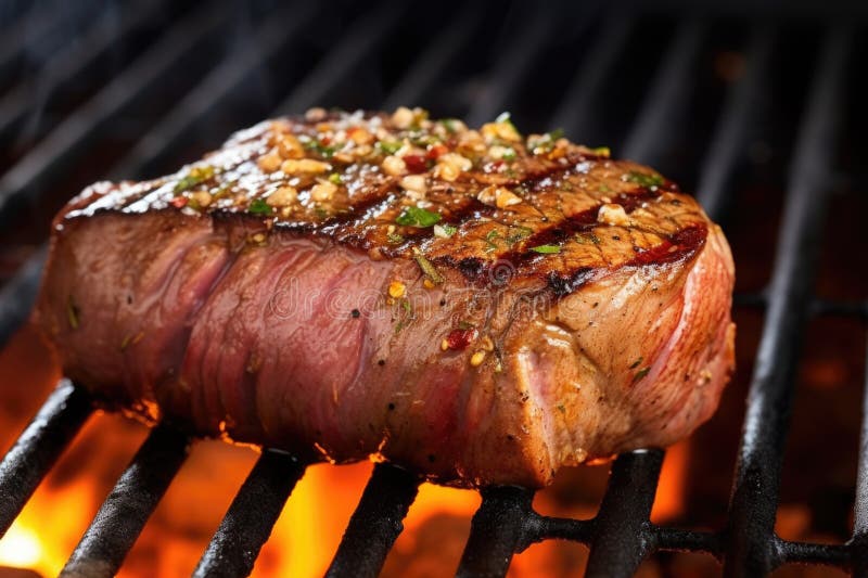 Steak on Grill Showing Juicy Dripping Stock Image - Image of juicy ...