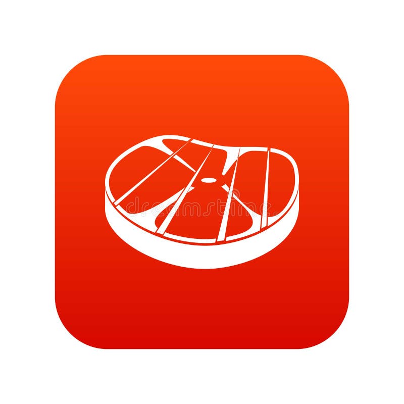 Steak icon digital red stock vector. Illustration of reflection - 100085451